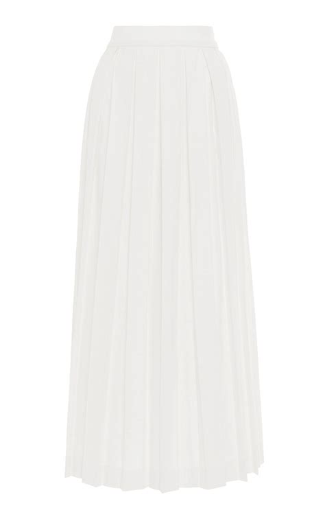 Pleated Linen Blend Maxi Skirt By Luisa Beccaria Moda Operandi Midi
