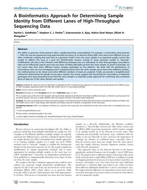 pdf a bioinformatics approach for determining sample identity from