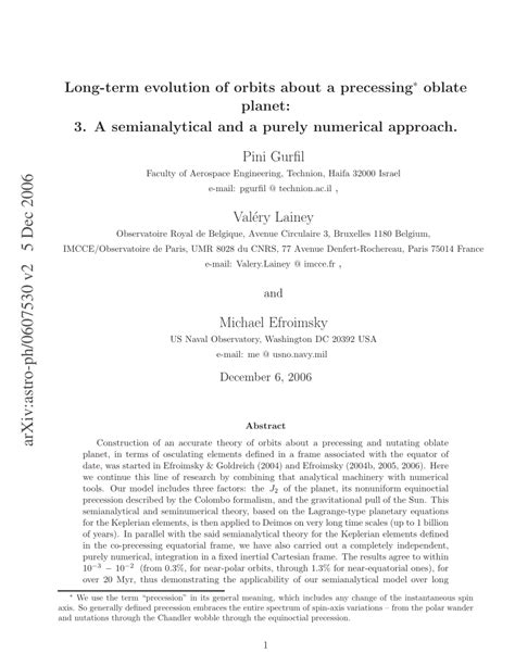 Pdf Long Term Evolution Of Orbits About A Precessing Oblate Planet 3
