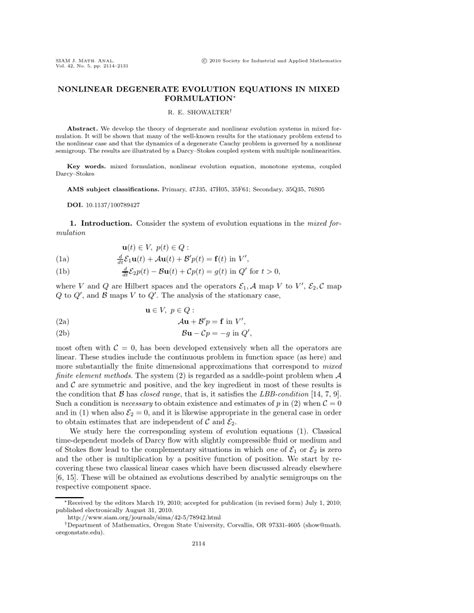 Pdf Nonlinear Degenerate Evolution Equations In Mixed Formulation
