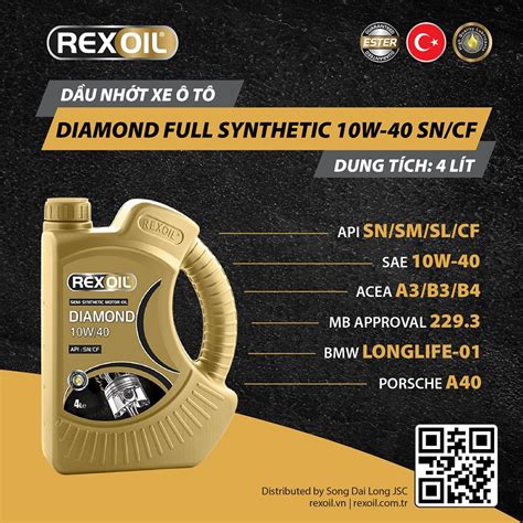 REXOIL Diamond Synthetic 10w40 SN/CF 4L - Rexoil