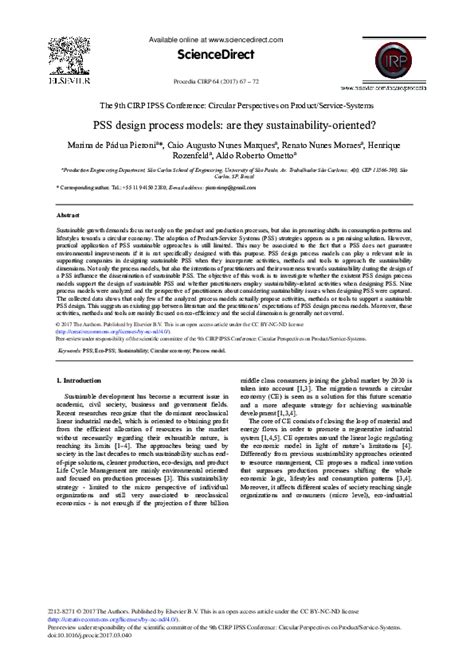 Pdf Pss Design Process Models Are They Sustainability Oriented