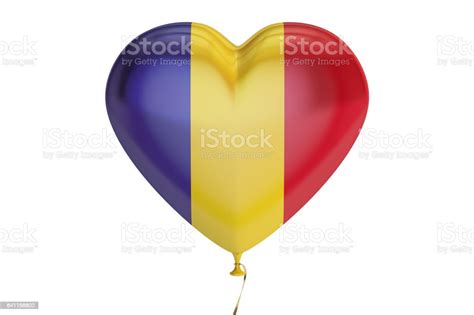 심장 3d 렌더링에 고립 된 흰색 배경 모양에 루마니아 국기와 풍선 0명에 대한 스톡 벡터 아트 및 기타 이미지 0명 3