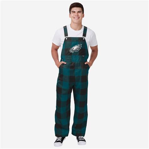 Philadelphia Eagles Mens Plaid Bib Overalls Foco