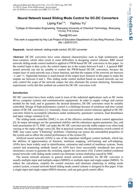 Pdf Neural Network Based Sliding Mode Control For Dc Dc Converters