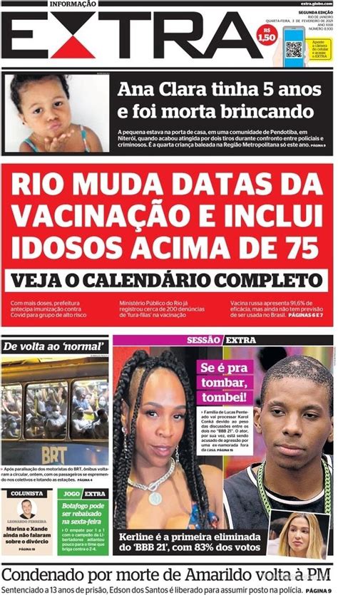 Capa Extra Quarta 3 De Fevereiro De 2021