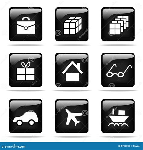 Glossy Buttons With Icons Set Stock Vector Illustration Of Pack House 5726096
