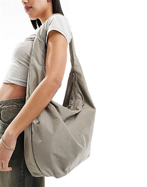 Asos Design Large Slouchy Sling Tote Bag In Grey Asos