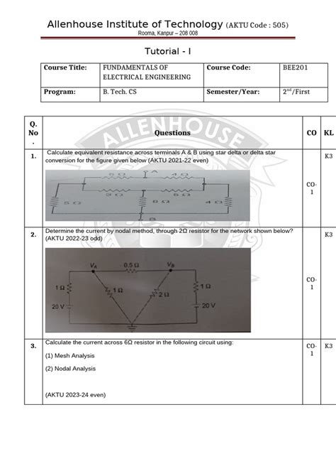Tutorial 1 Pdf Resistor Electrical Network