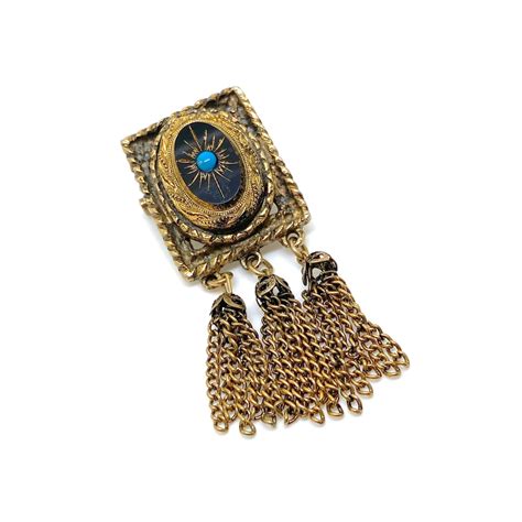 Unique 1980s Book With Tassels Statement Brooch Etsy