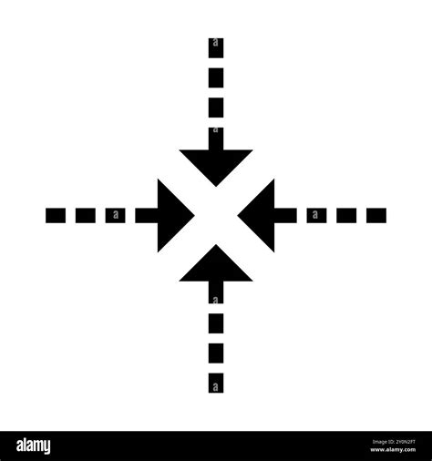 Arrows Pointing Inward Dotted Lines Converge Minimalist Direction Symbol Black And White