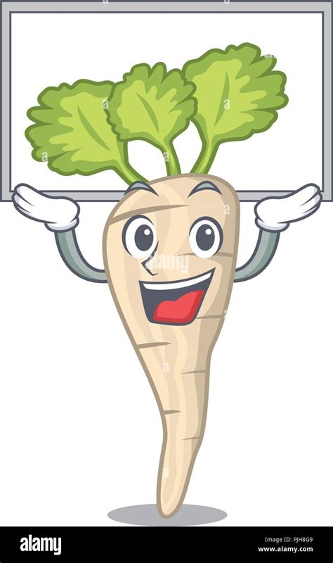 Up Board Character Parsnip Root With Leaf Cartoon Stock Vector Image And Art Alamy