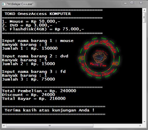 Program Kasir Sederhana Dengan C OneszAccess