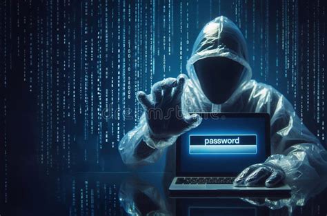 A Hacker In A Hooded Sweatshirt Grabs The Word Password On A Computer Screen Generative Ai Art
