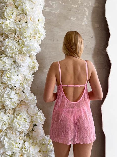 Pink Sheer Nightgown With Robe Honeymoon Lingerie Pink Or Blue Floral