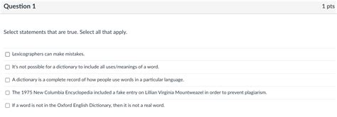 select statements that are true select all that