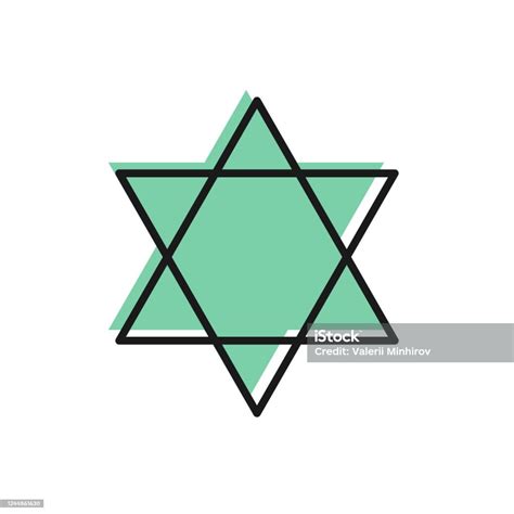 黑線之星大衛圖標隔離在白色背景猶太宗教符號以色列的象徵向量插圖向量圖形及更多israelite圖片 Israelite 三角形 中央