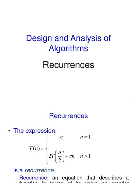 Lec 5 8 Recurrences Pdf Recurrence Relation Algebra