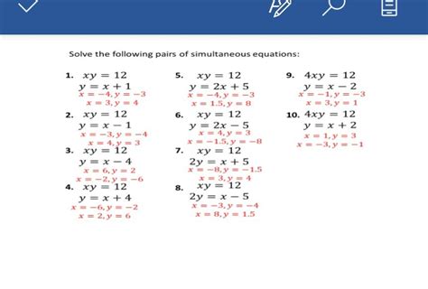 Solved Solve The Following Pairs Of Simultaneous Equations