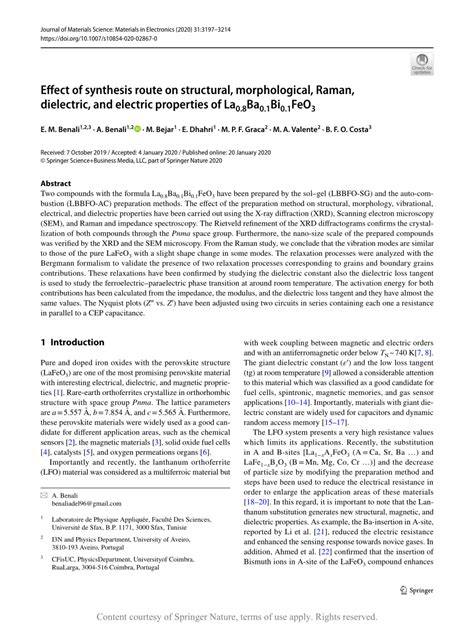 Effect Of Synthesis Route On Structural Morphological Raman Dielectric And Electric
