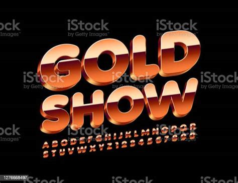 벡터 럭셔리 포스터 골드 쇼 광택 엘리트 알파벳 문자 와 숫자 Fashion Show에 대한 스톡 벡터 아트 및 기타 이미지