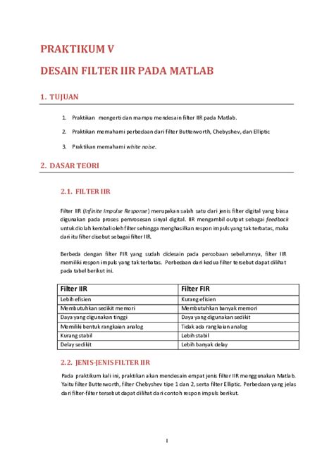 Pdf Praktikum V Desain Filter Iir Pada Matlab