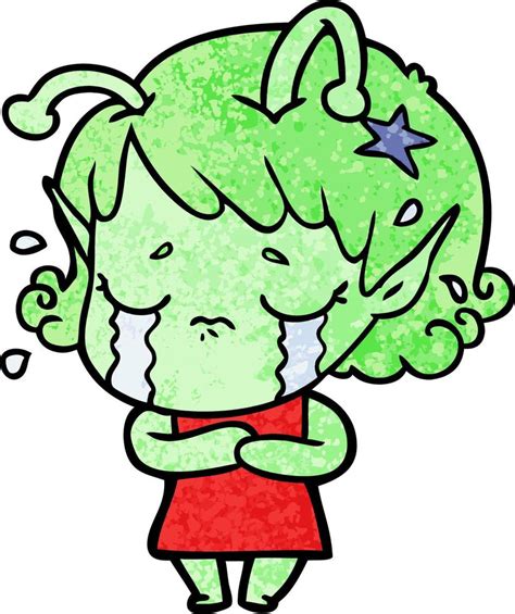 Cartoon Crying Alien Girl 12362438 Vector Art At Vecteezy