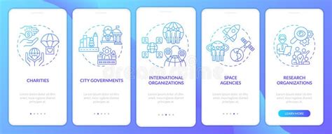 Institutions Examples Blue Gradient Onboarding Mobile App Screen Stock Vector Illustration Of