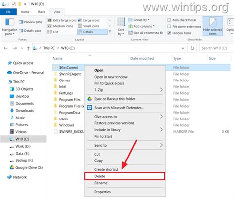 how to delete getcurrent folder on windows 10 11