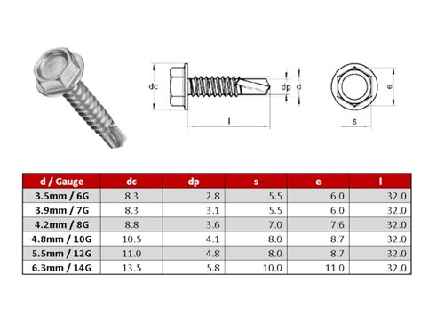 Tek Screw 12g 5 5mm X 32mm G304 Stainless Steel Trade Packs