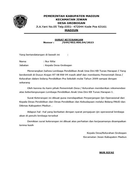 Contoh Surat Desa 3 Pdf