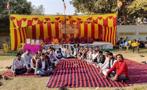 Buddhist Monks Continue Their Sit In Protest At Malviya Residence For