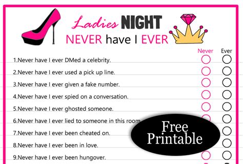 21 Free Printable Ladies Night Games