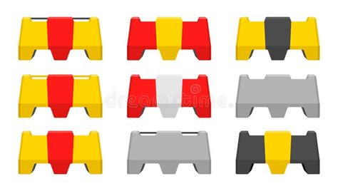 Realistic Concrete Road Barrier Icon Symbol Set Traffic Concrete