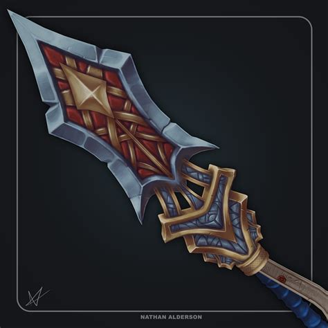 Artstation Hand Painted Lowpoly Glaive Weapon Prop