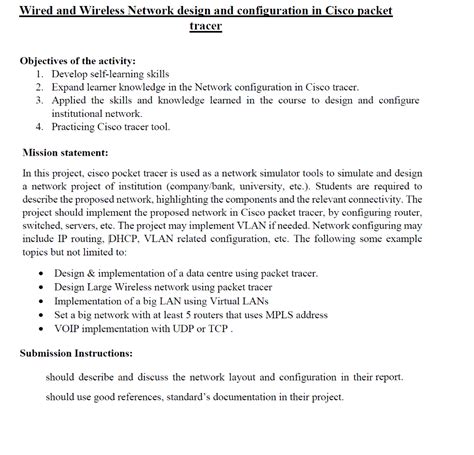 Solved Wired And Wireless Network Design And Configuration