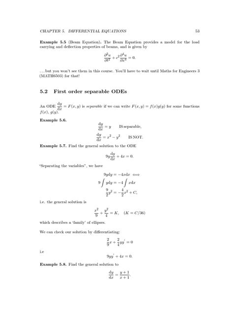 beam equation and separable first order ode solutions pdf ordinary