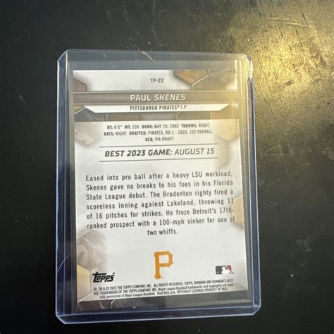 2023 Bowman S Best Paul Skenes Refractor Pittsburgh Pirates TP 22 EBay