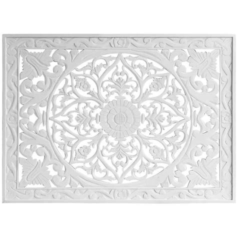 Tête de lit Atlas cm Bois sculpté Blanc Cdiscount Maison
