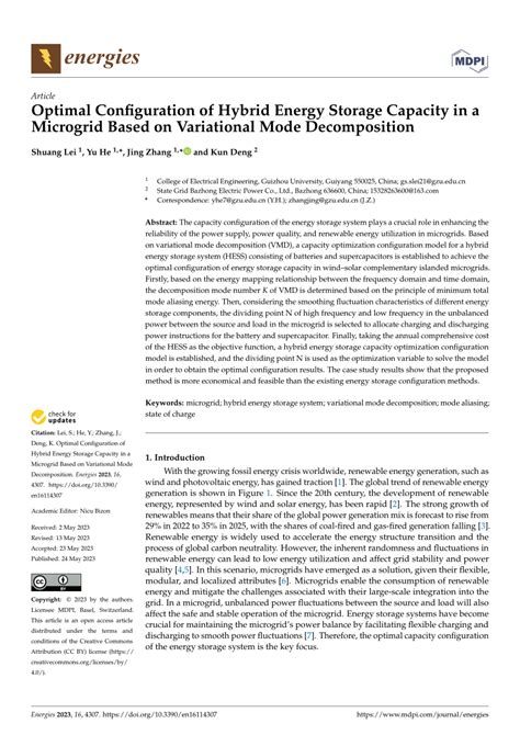 Pdf Optimal Configuration Of Hybrid Energy Storage Capacity In A