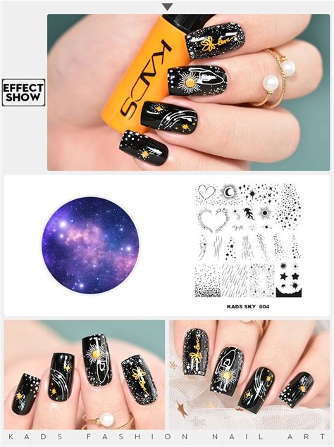 KADS Nail Art damga şablon yıldızlı gökyüzü tasarım tırnak tırnak