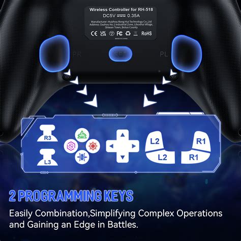 Gamrombo P5 Wired Controller For P5 P4 Pc Supports Button Mapping And Turbo Function Black