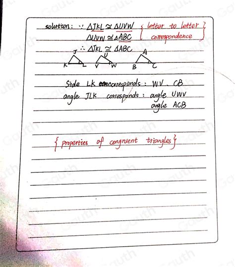 Solved Given That Jkl≌ Uvw And Delta Uvw≌ Abc Complete The Following Statements Triangle