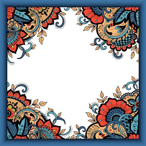 Bruiloft Uitnodigingskaart Met Abstract Floral Elementen In Indiase