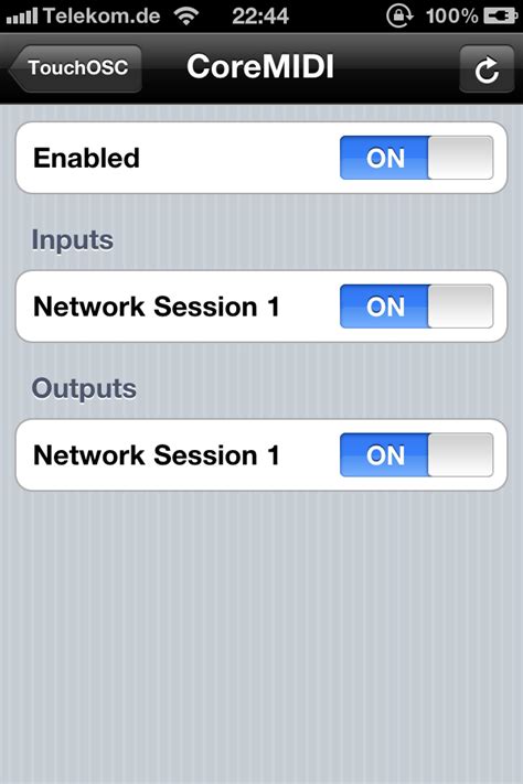 Coremidi Connection · Touchosc Mk1