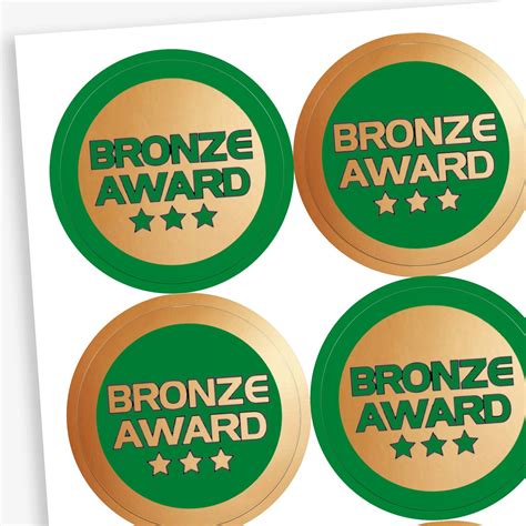 Metallic Bronze Award Stickers 35 Stickers 37mm