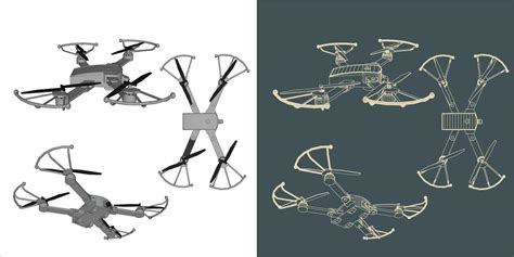 Vector Drone Or Quadcopter Line Wireframe Blueprint 36061600 Vector Art