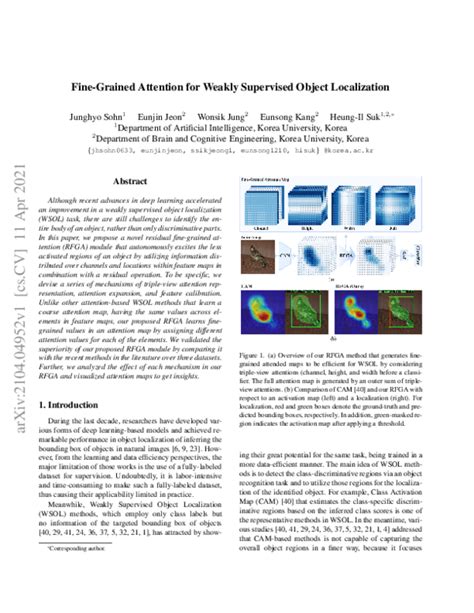 Pdf Fine Grained Attention For Weakly Supervised Object Localization