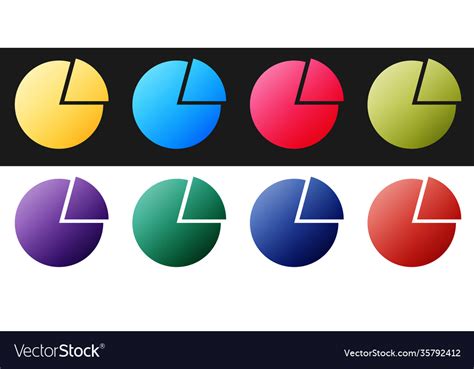 Set Pie Chart Infographic Icon Isolated On Black Vector Image