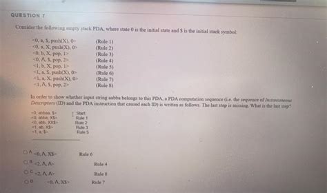Solved Question 7 Consider The Following Empty Stack Pda